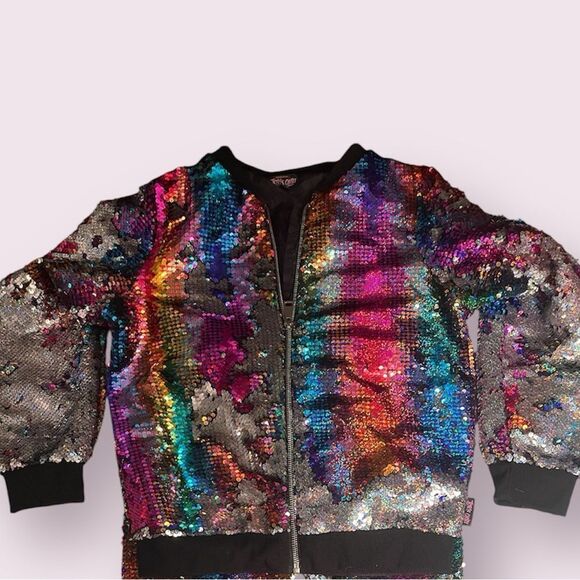 JoJo Siwa | Jackets & Coats | Jojosiwa Rainbow Silver Sequin Jacket | Poshmark